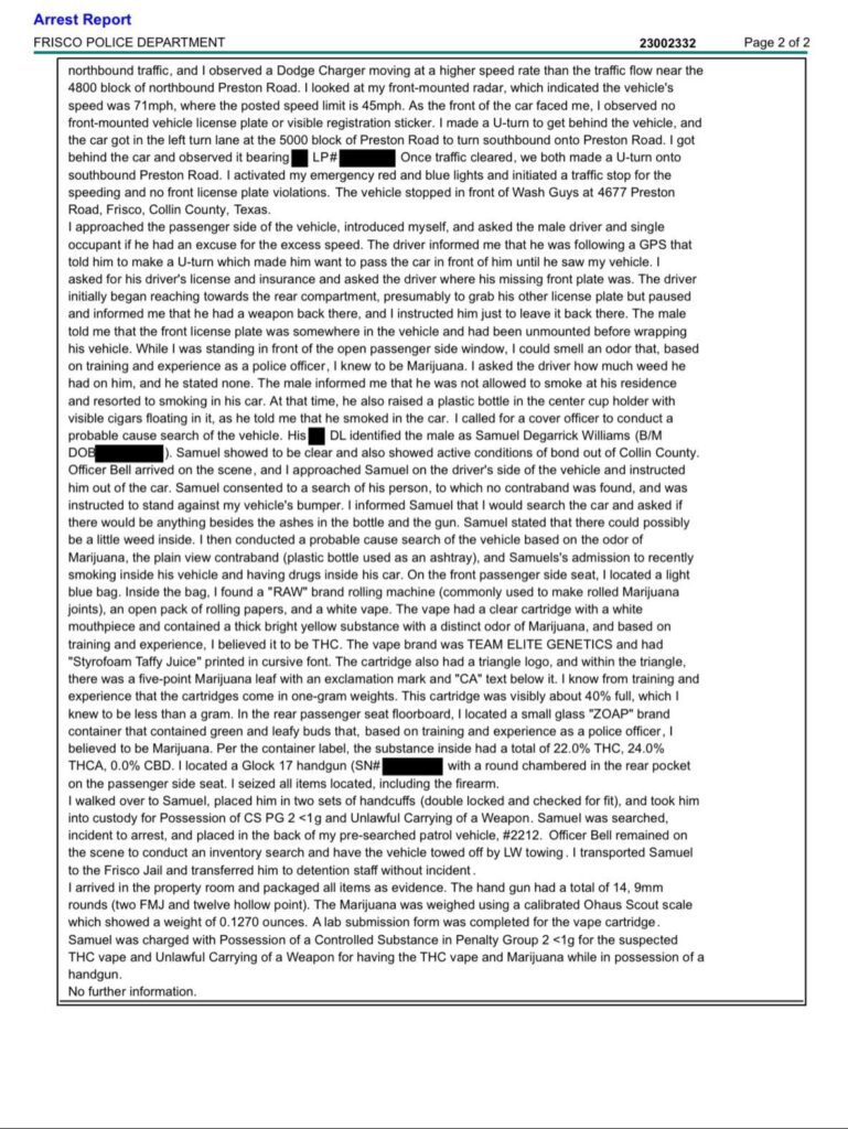 Sam Williams Arrest Report: What Was Inside Dallas Cowboys Defender's Car?